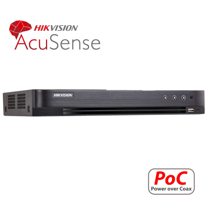 4CH, PoC (power over Coax) HIKVISION DVR, AcuSense, 8MP/8fps, 5MP/12fps ...