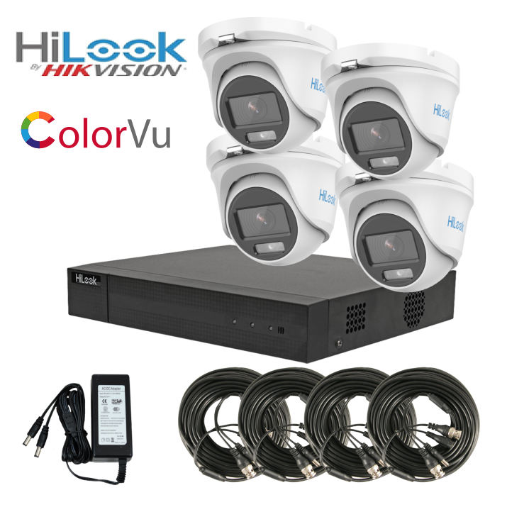 5MP, 4x ColorVu Turret Camera kit, P&P leads & PSU inc, HiLook by Hikvision